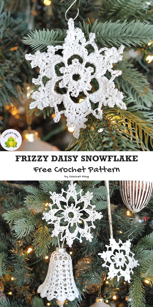 Frizzy Daisy Snowflake Free Crochet Pattern - CROCHET FROG blog