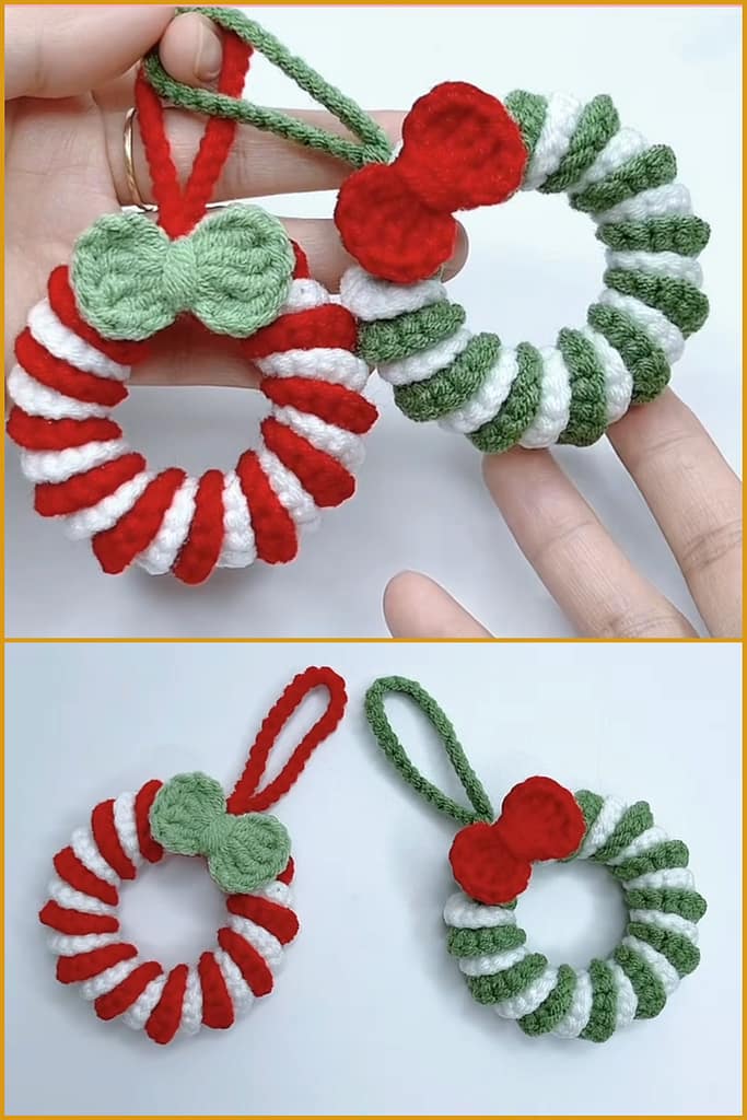15+ Free Mini Wreath Ornament Crochet Patterns for Christmas